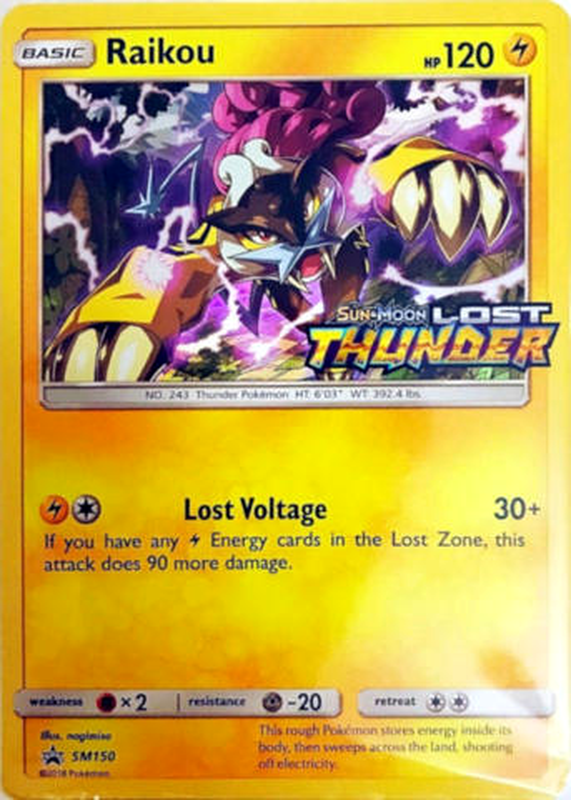 Pokemon TCG Raikou SM150 Wave Holo Promo - SM8 Lost Thunder Prerelease